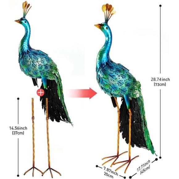 Accents | Outdoor Solar Peacock Statue Garden Decor Metal Yard Art ...